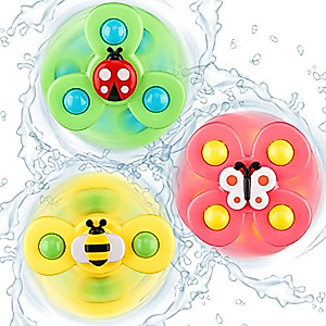 Tiyol Suction Cup Spinners, Baby Bath Toys 6-12-18 Months, Window Travel Toys for Toddler 1 2 3 Years Old, Fun Birthday for Infant Boys Girls (3 PCS)