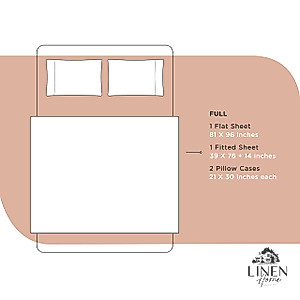 Linen Home 100% Cotton Percale Sheets Full Size, Tera Clay, Deep Pocket, 4 Pieces Set - 1 Flat, 1 Deep Pocket Fitted Sheet and 2 Pillowcases, Crisp Cool and Strong Bed Linen