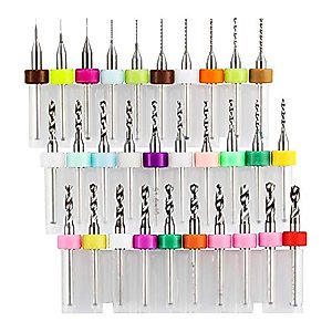 Genmitsu 30pcs PCB Drill Bits Set, 0.1mm-3.0mm, 1/8" Shank Spiral Flute CNC Router Bits for Print Circuit Board Jewelry CNC Engraving, PD30A