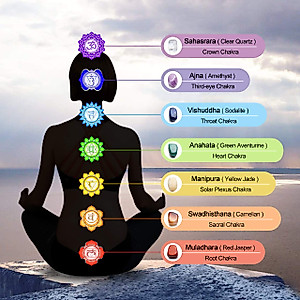 Top Plaza 7 Chakra Reiki Healing Crystals Yoga Balance Irregular Shape Polished Tumbled Palm Stones W/ 7 Chakra Healing Crystal Bracelet (7 Chakra Bracelet Without Charm)