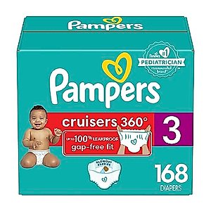 Diapers Size 3, 168 Count - Pampers Pull On Cruisers 360° Fit Disposable Baby Diapers with Stretchy Waistband, (Packaging & Prints May Vary)