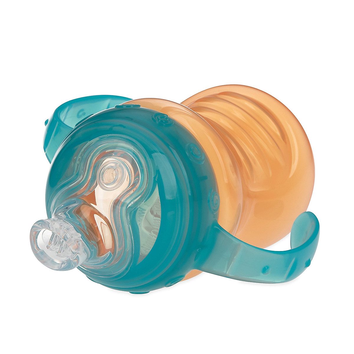 Nuby 2 Count 2 Handle Cup with No Spill Super Spout (Green/Orange)