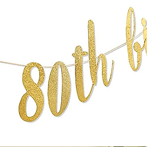 Happy 80th Birthday Banner - 80th Birthday Banner，80 Banner Gold，80th Anniversary Banner Gold，80th Birthday Banner for Women/men，happy 80th Birthday Banner Party Decorations