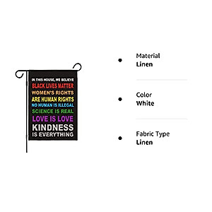 Pride Flag Garden Flags for in This House We Believe Science Is Real Black Lives Matter Vertical Double Sided 12.5"X18" Indoor Yard Outdoor Decoration