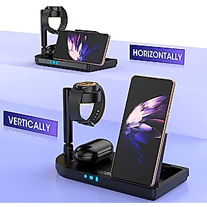 Wireless Charger Samsung, 3 in 1 Flodable Wireless Charging Station for Samsung Galaxy S22/S21/S20, Z Flip, Z Fold Series, Samsung Watch Charger for Galaxy Watch 5/4/3/Active 2, Galaxy Buds 2/Pro/+