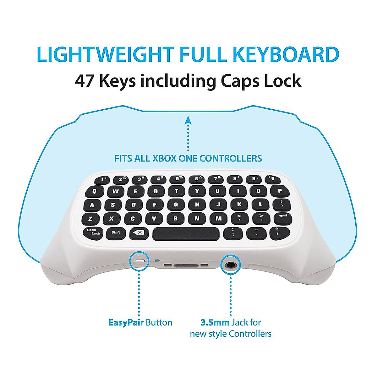 Backlight Keyboard for Xbox One with Audio Jack/Headset Mini Game Keyboard Fit Xbox One/One S/One Elite/2, 2.4G Receiver Included
