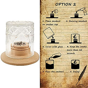 COLOSBUY Cocktail Smoking Top with Wood Chips, Smoked Cocktails, Wine, Whiskey, Drinks Etc, Smoked Cocktail Kit, Smoker Infuser Accessories