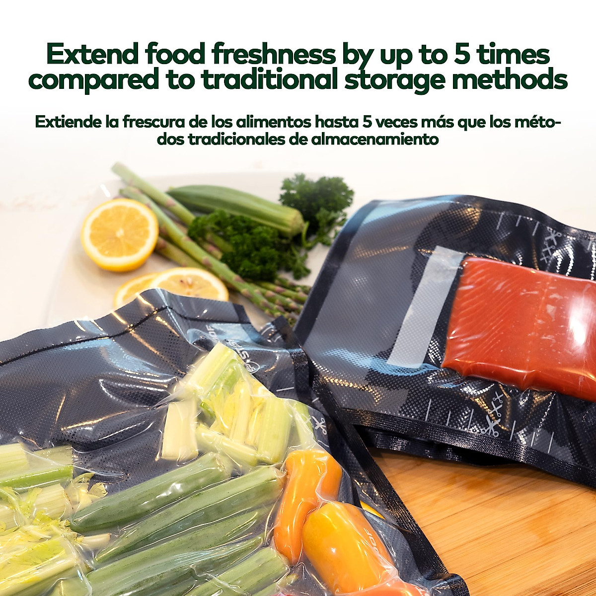 Stash Proof Resealable Zipper Vacuum Seal Bags 11" x 24" (50 Count) 5.5 Mil (Black and Clear) - BPA Free Commerical Grade Food Saver for Storage, Sous Vide, and Meal Prep Sealer Bag