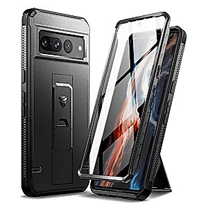 Dexnor Full Body Case for Google Pixel 7 Pro, [Built in Screen Protector and Kickstand] Heavy Duty Military Grade Protection Shockproof Protective Cover for Google Pixel 7 Pro Black