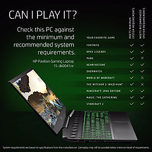 HP Pavilion Gaming 15-Inch Laptop, Intel Core i5-9300H, NVIDIA GeForce GTX 1650, 12GB RAM, 256GB SSD, Windows 10 (15-dk0041nr, Black)