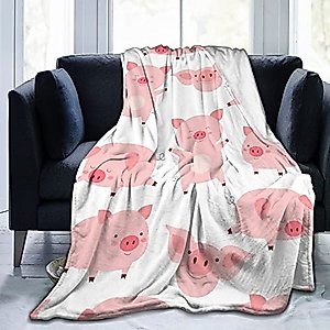 Cute Pig Blanket Super Soft Cozy Sherpa Throw Blanket Cartoon Pink Pigs Printing Plush Blankets for Bed and Couch, Adults Kids Flannel Fleece Blanket 40"x50"