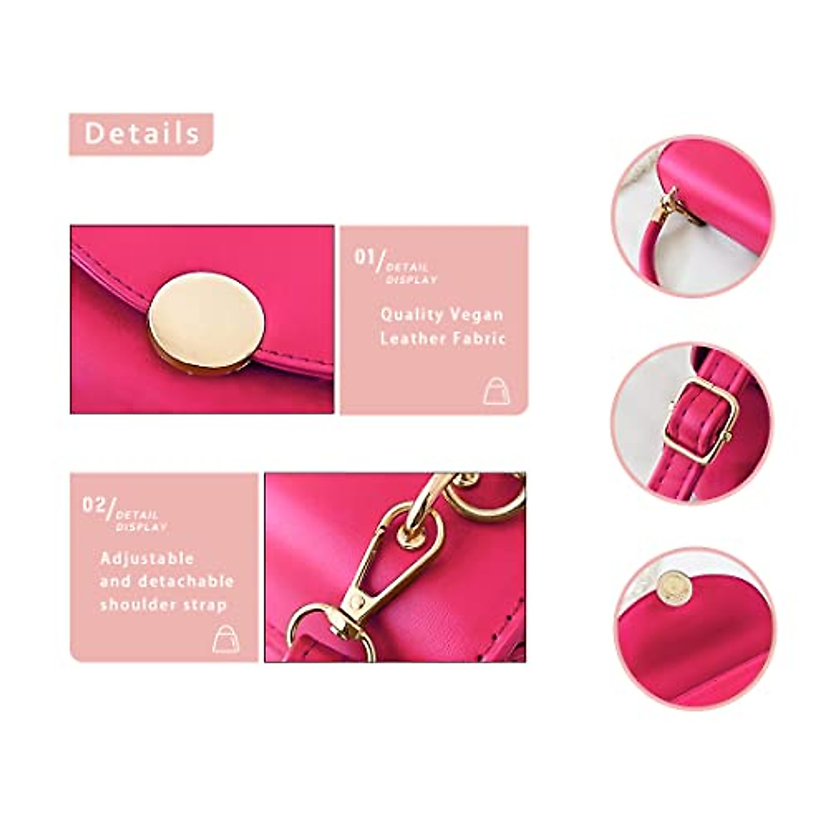 SHUIANGRAN Top Handle Satchel Purses for Women Shoulder Bag Purse Crossbody Bags Women's diagonal bag Hot pink