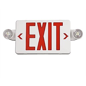 GZRUIYANG Exit Sign with Emergency Lights Red, LED Emergency Exit Light with Battery Backup, UL 924 Certified, AC 120/277V, Commercial Emergency Lights Combo for Business - 1 Pack
