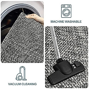 LEEVAN Washable Area Rug 4x6, Hand-Woven Cotton Living Room Rug, Grey/Cream Braided Bedroom Rug, Farmhouse Indoor/Outdoor Floor Carpet for Patio, Nursery, Office, Playroom, Dining Room