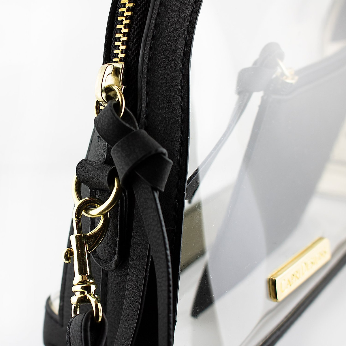 Capri Designs Half Moon Crossbody Clear Purse Removable Strap Black