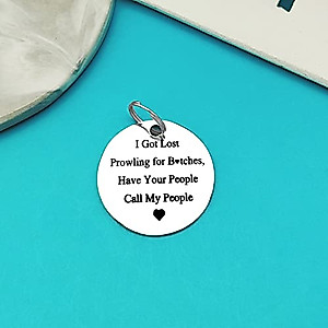 Funny Pet ID Tag Dog Tag Cat Tag Pet Collar Tag Pet Owner Gift I Got Lost Prowling Have Your People Call My People Keychain Puppy ID Tag for Dog Cats Owner