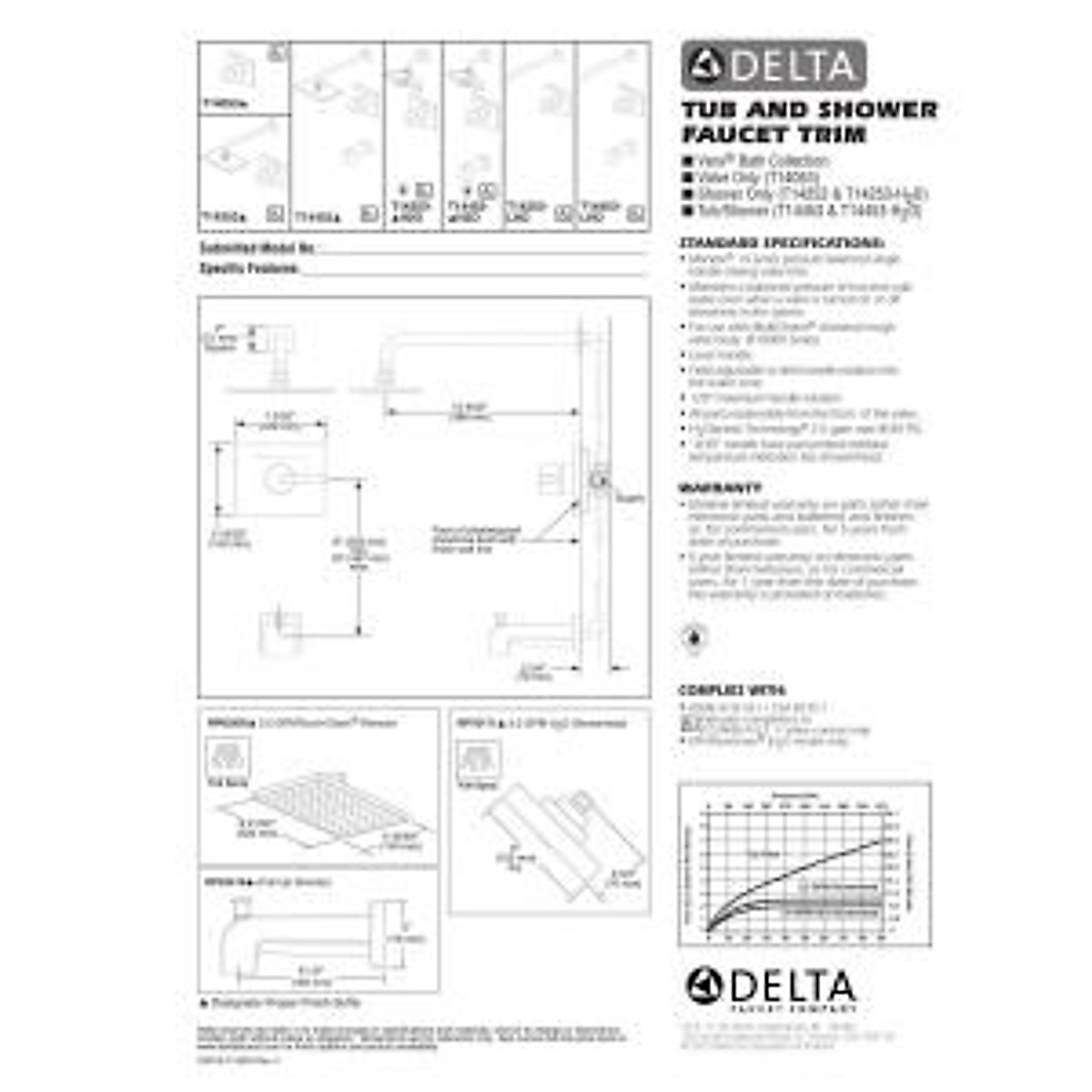 Delta Faucet T14453-SSH2O Vero Monitor 14 Series Tub and Shower Trim, Stainless