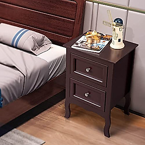 Lestar Night Table Set of 2, Modern Wood Night Stand End Table Wooden Bed Side Tables with 2 Drawers Large Storage Space for Bedroom Living Room, Size 15.74"(W) x 11.81"(D) x 23.66"(H)