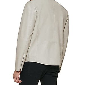 Levi's Men's Faux Leather Racer Jacket, Oyster, Large