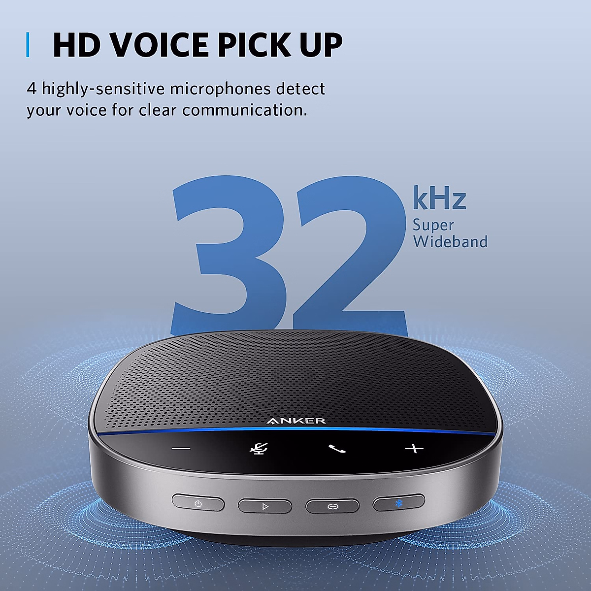 Anker PowerConf S500 Speakerphone with Zoom Rooms and Google Meet Certifications, USB-C Speaker, Bluetooth Speakerphone for Conference Room, Conference Microphone with Premium Voice Pickup