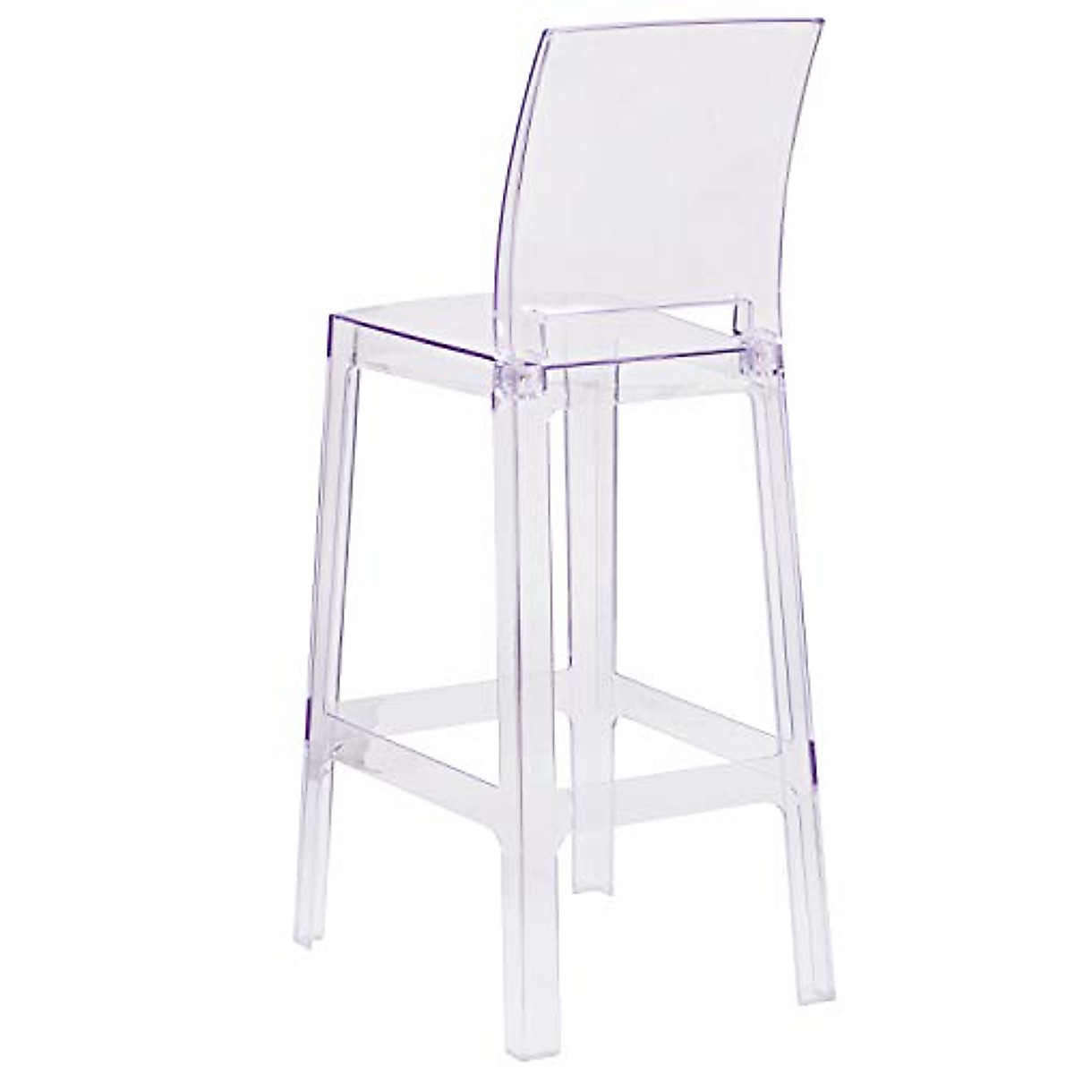 Flash Furniture 4 Pack Ghost Barstool with Square Back in Transparent Crystal