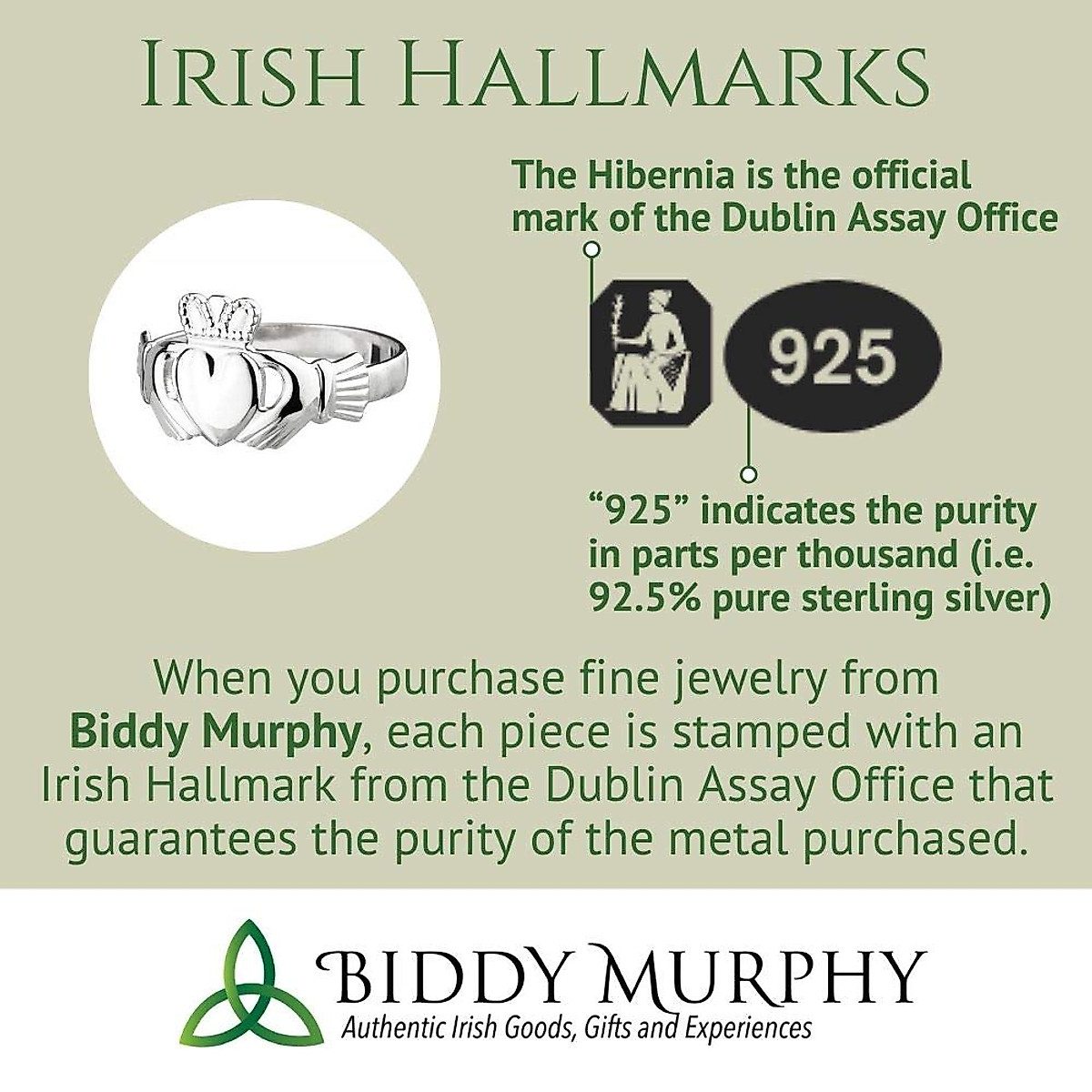 Biddy Murphy, Irish Claddagh Ring for Women 925 Sterling Silver with Braided Band, Traditional Friendship Ring, Love, Marriage, Engagement, Celtic Jewelry from Ireland, Size 6
