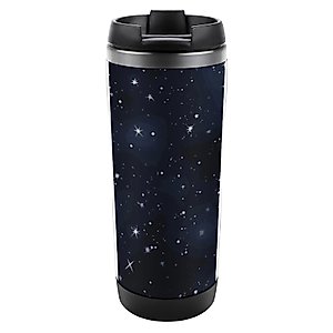 Travel Coffee Mug Stainless Steel Travel Mug Insulated Coffee Cup with Lid Stars in Night Sky Car Thermos Cups Double Walled Coffee Tumbler for Iced And Hot Drinks