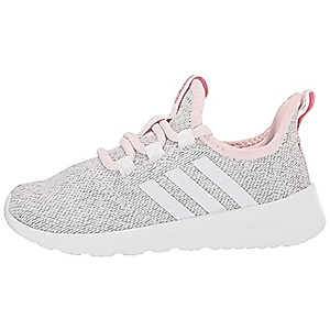 adidas Cloud Foam-Pure Running Shoe, White/White/Clear Pink, 4.5 US Unisex Big Kid