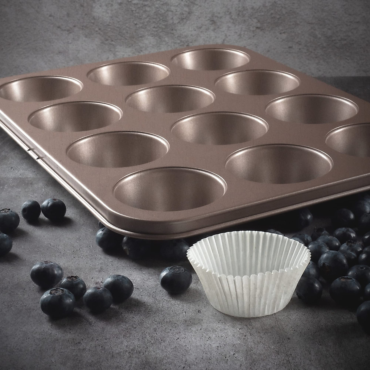 HAPPIELS Non-Toxic Nonstick 12-Cup Muffin Pan | Non toxic Cupcake Pan Non Stick | Muffin Tin 12 cups