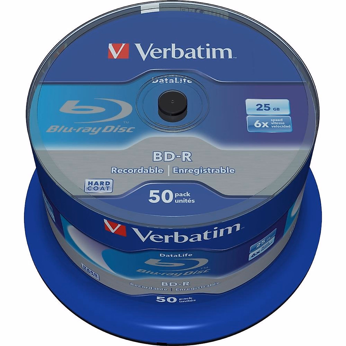 Verbatim BD-R SL Datalife - Blu-ray Disc 25 GB, 6X Burning Speed, Scratch Protection, 50-Pack Spindle