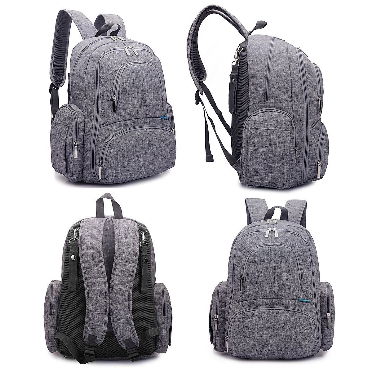 Skyla Homes Diaper Bag Backpack - Scratch Proof Baby Diaper Bag with Insulated Pockets, Large Water-Resistant Baby Bag, Multi-Functional Travel Knapsack (Grey)