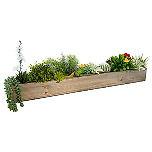 CYS EXCEL Rectangle Wood Planter Box with Removable Plastic Liner (H:4" Open:34"x5") | Multiple Size Choices Wood Rectangular Planter | Indoor Decorative Window Box
