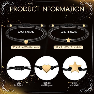 25 Set Birthday Party Gift Favors for Guests Adjustable Wish Bracelets Thank You Fabulous Cards Birthday Bracelets with Heart Star Charm Bags for Birthday Anniversary Guest Souvenirs(60th Birthday)