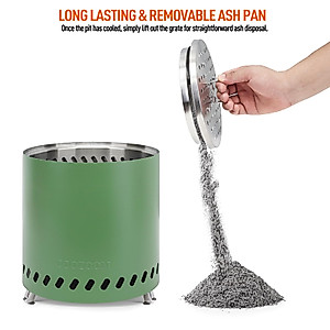 COOZOOM Green Portable Table Top Fire Pit: 10''x8.6''Stainless Steel Mini Outdoor StoveWith Stand,Low Smoke Burning Tabletop Firepit Fueled by Pellets orWood,for Urban & Suburbs