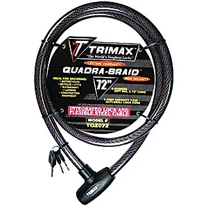 Trimax Trimaflex Integrated Keyed Cable Lock 6' L X 20Mm TQ2072, Card Packaging , Black
