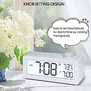 Digital Timer Clock with Temperature - AIMILAR Knob Setting Count Up Countdown Timer with Alarm Clock and Temp White Backlight for Kitchen Cooking Bedroom Kids Student Classroom Office Desktop