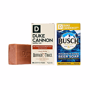 Duke Cannon Supply Co. Big Brick of Soap for Men - Busch Beer Soap and Big American Bourbon, Sandalwood & Oak Barrel Scent, 10 oz. (2 Pack)