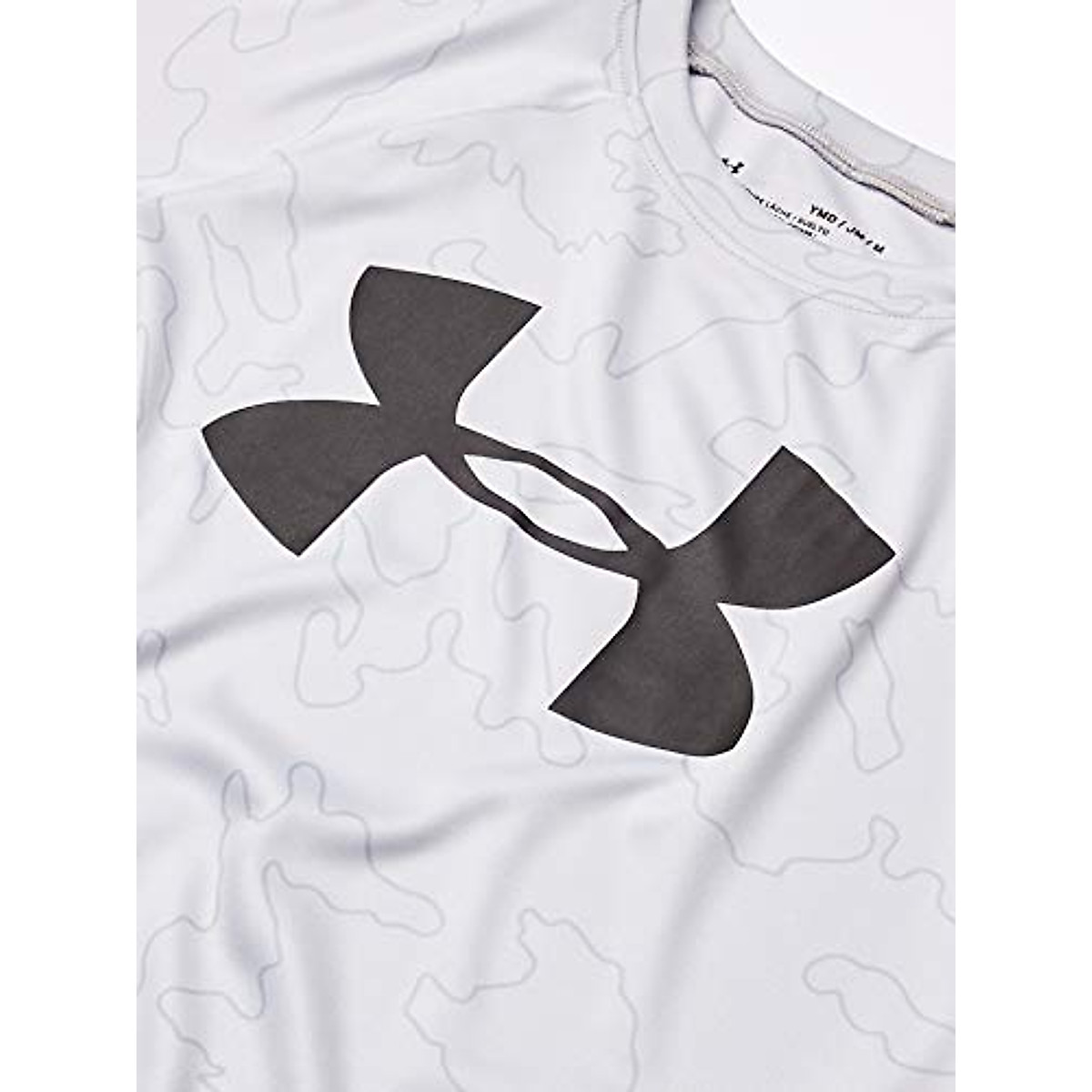 Under Armour Tech Big Logo Printed Short Sleeve Gym T-shirt, Halo Gray (014)/Black, Youth X-Small