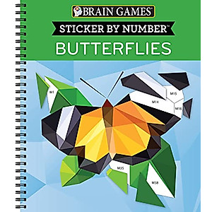 Brain Games - Sticker by Number: Butterflies (28 Images to Sticker)