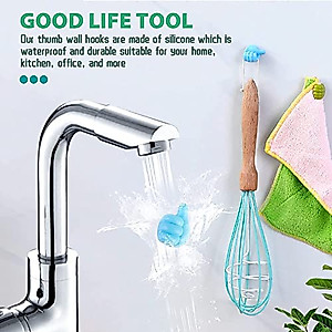 YANGTTOK 16PCS Self-Adhesive Thumb Up Wall Hooks,Funny Thumb Cord Holder for Data Cable,Earphone,Keys,Makeup Brush,Toothbrush