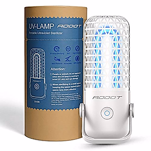 ADDOT Mini Portable UVC, UV Light Sanitizer lamp, Ultraviolet Ozone Double Germicidal Lamp - Sanitize for Small Spaces, Hotels, Kitchen, Car, EPA Registered (white2)