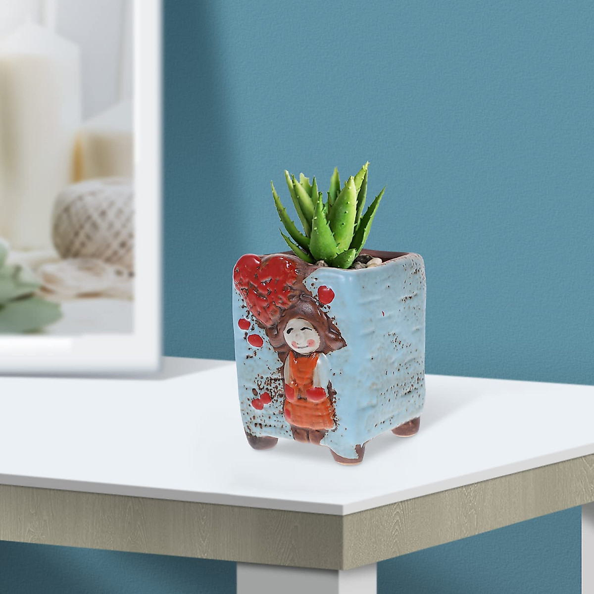 Abaodam Plant Pot container small pot bracket tabletop decor decorate plant Hydroponics flowers potted plant square flower pots outdoor cute vanilla floral decorations fleshy unique