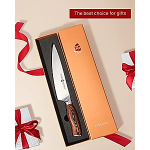 TUO Chef Knife 8 inch Kitchen Knives German High Carbon Stainless Steel Professional Sharp Chopping Knife, Chefs Knife with Pakkawood Handle and Gift Packaging