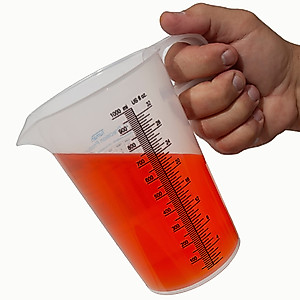 32oz (1 Quart) Measure Pitcher with Convenient Conversion Chart – Extra Strong Food Grade – Great for Cooking, Home Hobbies, Shop Oil and Fluids, Spa Chemicals with High Chemical Resistance by Turnah