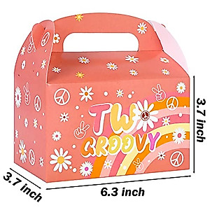 umoni Groovy Hippie Party Favor Treat Box 12pcs Two Groovy Retro Goody Gift Boxes for 2 Year Old Girl Retro Hippie Boho Theme Party Supplies