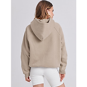 ANRABESS Women Hoodies Oversized Fleece Long Sleeve Comfy Casual Basic Pullover Sweatshirts 2025 Fall Outfits Sweater Deep Khaki Medium