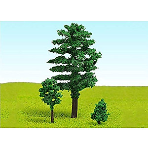 NW 55pcs Mixed Model Trees Model Train Scenery Architecture Trees Model Scenery with No Stands Street View Model Scale for Model Building Dollhouse Decoration (55pcs All Green（1.57-3.54inch）)