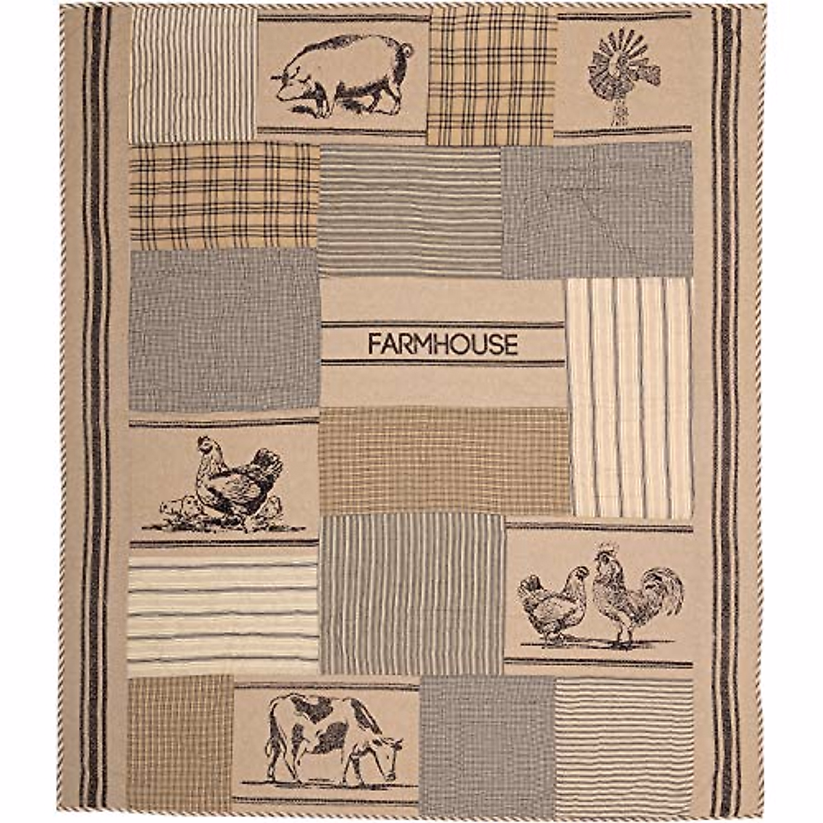 VHC Brands Sawyer Mill Charcoal Throw-Blankets, 60x50