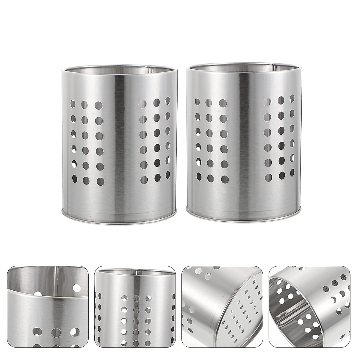 Cabilock 2pcs Stainless Steel Utensil Holder Flatware Holder Utensil Sink Caddy Drying Rack Cutlery Basket for Chopstick Spoon Fork Countertop