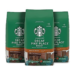 Starbucks Ground Coffee—Medium Roast Coffee—Decaf Pike Place Roast—100% Arabica—3 bags (12 oz each)